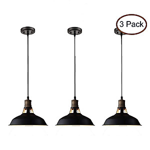 CLAXY Ecopower Industrial Metal Barn Pendant Light 3 Pack