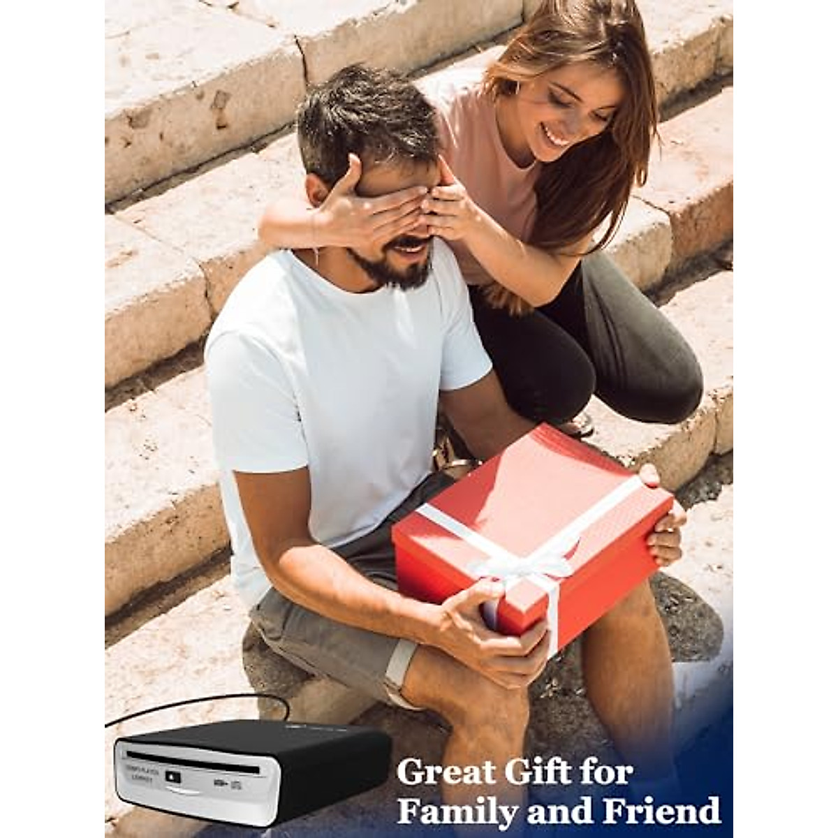 External Universal CD Player for Car - LEHWEY Portable CD Player with Extra USB Extension Cable, Plugs into Car USB Port, Laptop, TV, Mac, Computer, for Android 4.4 and Above Navigation