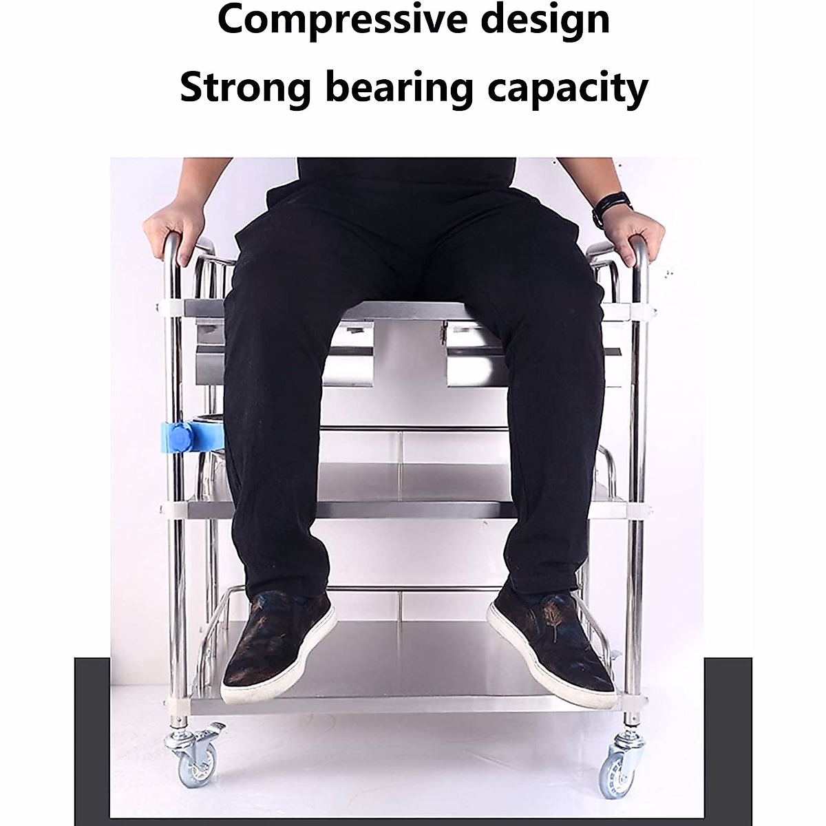 Laboratory Trolley, Thick Stainless Steel Multi-Layer Tool Storage Rack Cart with Drawers and Universal Wheels, Catering Service Cart, Suitable for Clinic Dentistry, Hotel Restaurant ( Size : 2-Layer