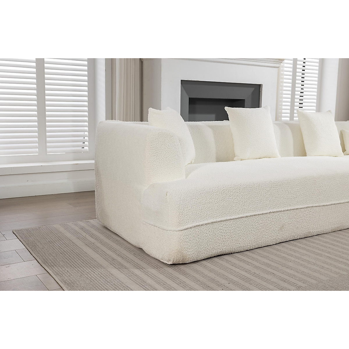 Modular Sectional Living Room Sofa Set, Modern Minimalist Style Couch, Upholstered Sleeper Sofa for Living Room, Bedroom, Salon, 2 PC Free Combination,Boucle Fabric,Anti-Wrinkle Fabric (White)