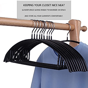 PJJXMY Clothes Hanger Rubber Coated Contour Metal No Bumps Hanger, Suit Hanger,Coat Jacket Hangers,Sweater Hanger (Pack of 20, Black)