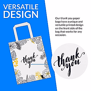 Reli. Paper Bags | 110 Pcs Bulk | 8"x4.5"x10.25" | Paper Thank You Bags | White Paper Bags with Handles, Printed | Small Thank You Gift Bags for Guests | Gifts, Wedding, Merchandise, Business