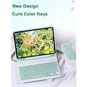 YEEHi Color Keyboard for iPad Mini 5th Generation iPad Mini 4 Keyboard Case with Mouse Cute Detachable Removable Wireless Bluetooth Keyboard Cover for iPad Mini 5 Mini 4 (Purple)