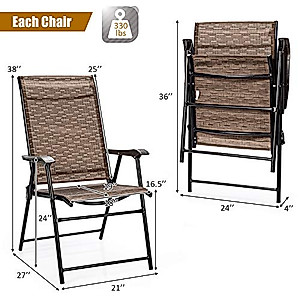 Giantex 2-Pack Patio Dining Chairs, Portable Folding Chairs, Camping Chair with Armrest, Outdoor Dining Chairs for Bistro, Deck, Backyard (2)