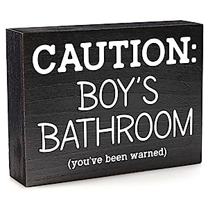 Kids Bathroom Sign for Boys Bathroom Decor - Caution Kids Bathroom Sign for Boy Bathroom Decor for Boys