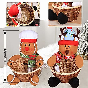 LINNNZI Christmas Candy Storage Basket, 2 Pack Reindeer Gingerbread Man Christmas Candy Dish, Cute Snack Sugar Desktop Container Box for Holiday Table Desk Christmas Decoration Gifts