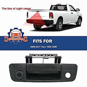 Tailgate Handle Backup Camera Rear View Compatible with 2009-2017 Dodge Ram 1500 2500 3500（RCA Connector）