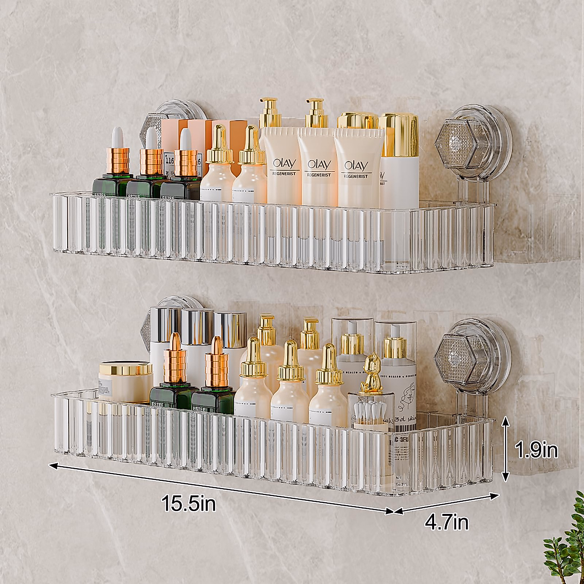 Ankoox Shower Caddy Suction Cup Bathroom Shower Organizer for Bathroom Storage Home Decor & Kitchen No Drilling Large Capacity Removable and Reusable Shower Shelves for Inside Shower. (clear, square)