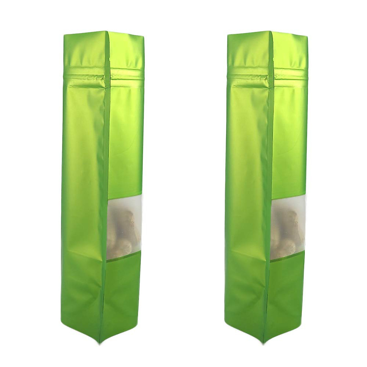 QQ Studio 100 Matte Metallic Color with Frosted Window Display Stand-Up Resealable QuickQlick Bags (3.9" x 5.9", Matte Green)