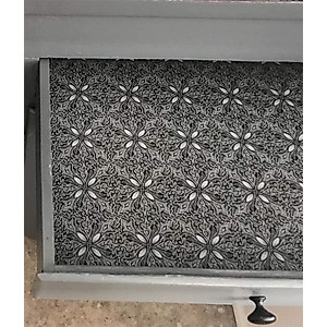 HDsticker Self Adhesive Vinyl Elegant Floral Drawer Liner Shelf Liner Contact Paper for Cabinets Dresser Drawer Walls Furniture Decal Removable 17.7X117 Inches, Dark Green