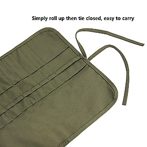 JOYISEN 22 Slots Paint Brush Storage for Acrylic Oil Watercolor Paint Brush Roll up Case Army Green Paint Brush Holder