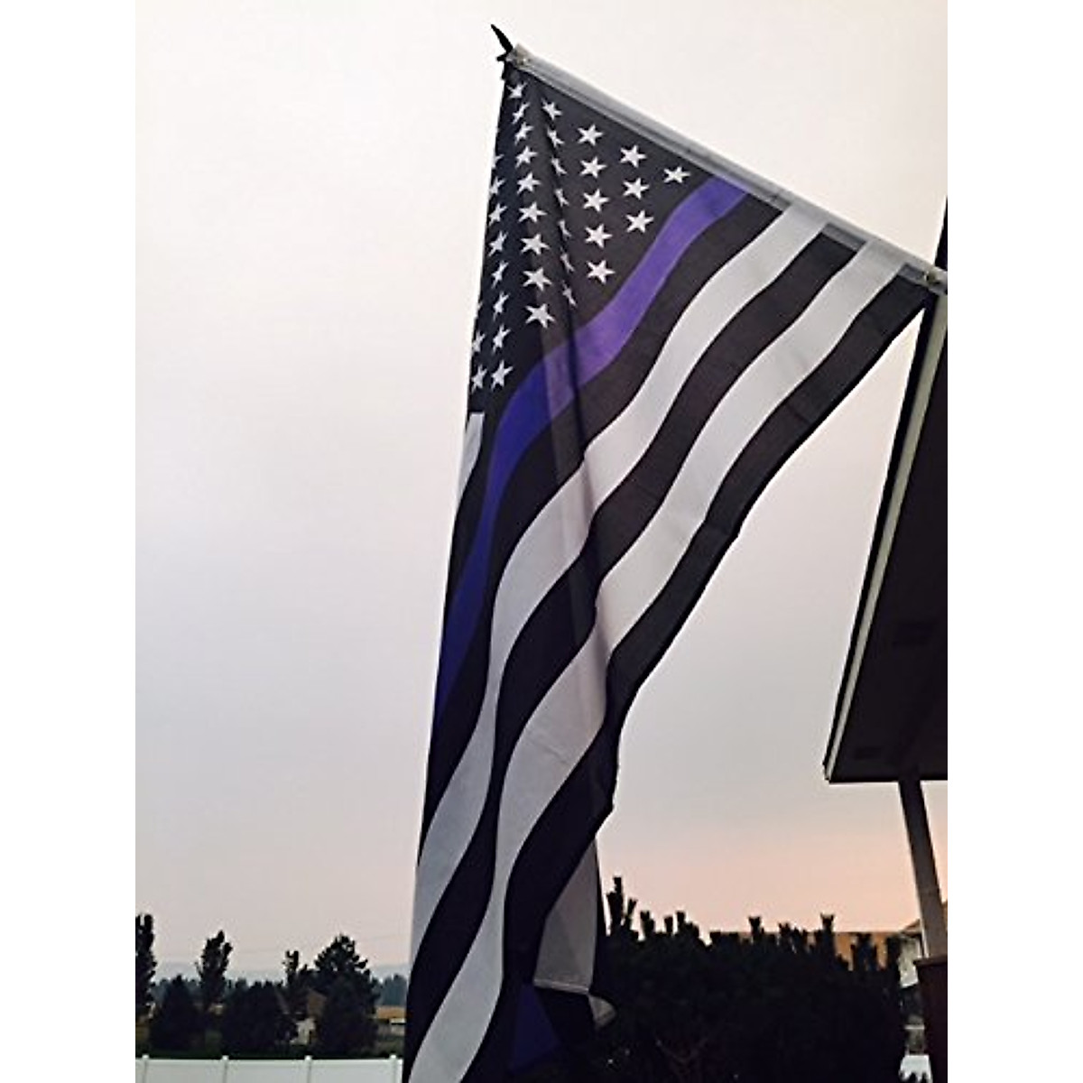 Thin Blue Line American Flag - 3 by 5 Foot Flag Honoring our Men and Women of Law Enforcement- Black, White, and Blue with Brass Grommets