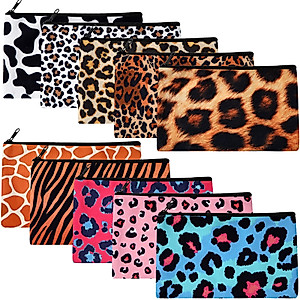 Reginary 20 Pieces Cosmetic Bag for Women, Roomy Makeup Bags with Zipper Toiletry Bag Pouch Travel Packing Accessory Organizer Gifts, 7 x 4.3 Inches(Leopard)