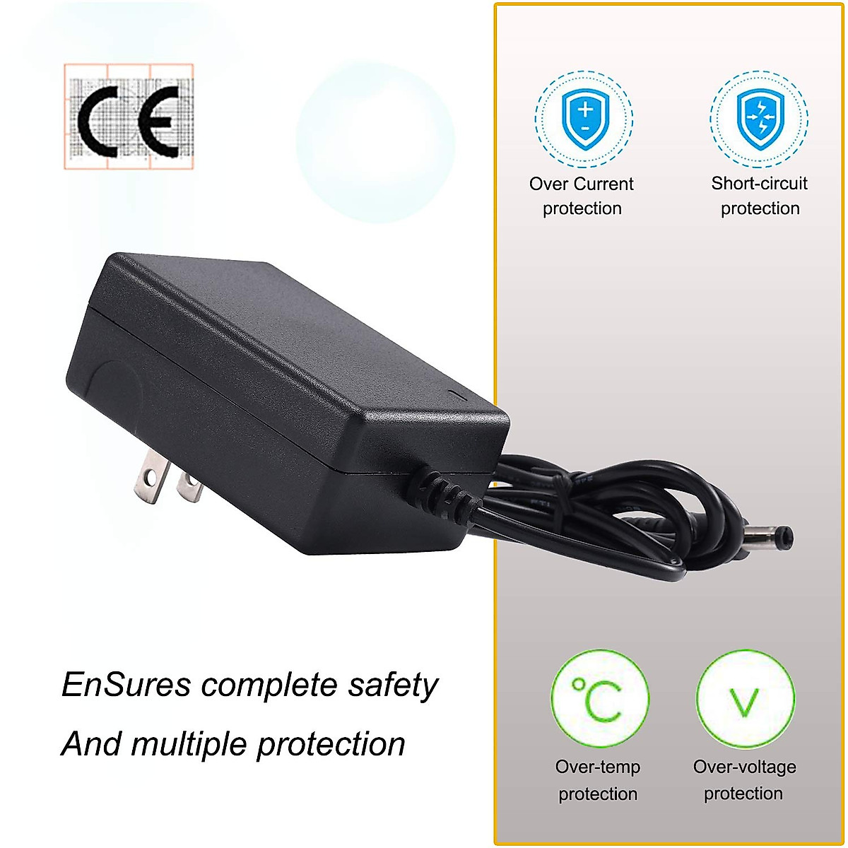 24V 1A Power Adapter Supply - AC to DC 24 Volt 1000mA 500mA Available 5.5x2.5mm-2.1mm Tip 24V/1A 24W for Oil Diffuser Humidifier WiFi Camera, GPS, Webcam, Router (3.6Ft Cable)