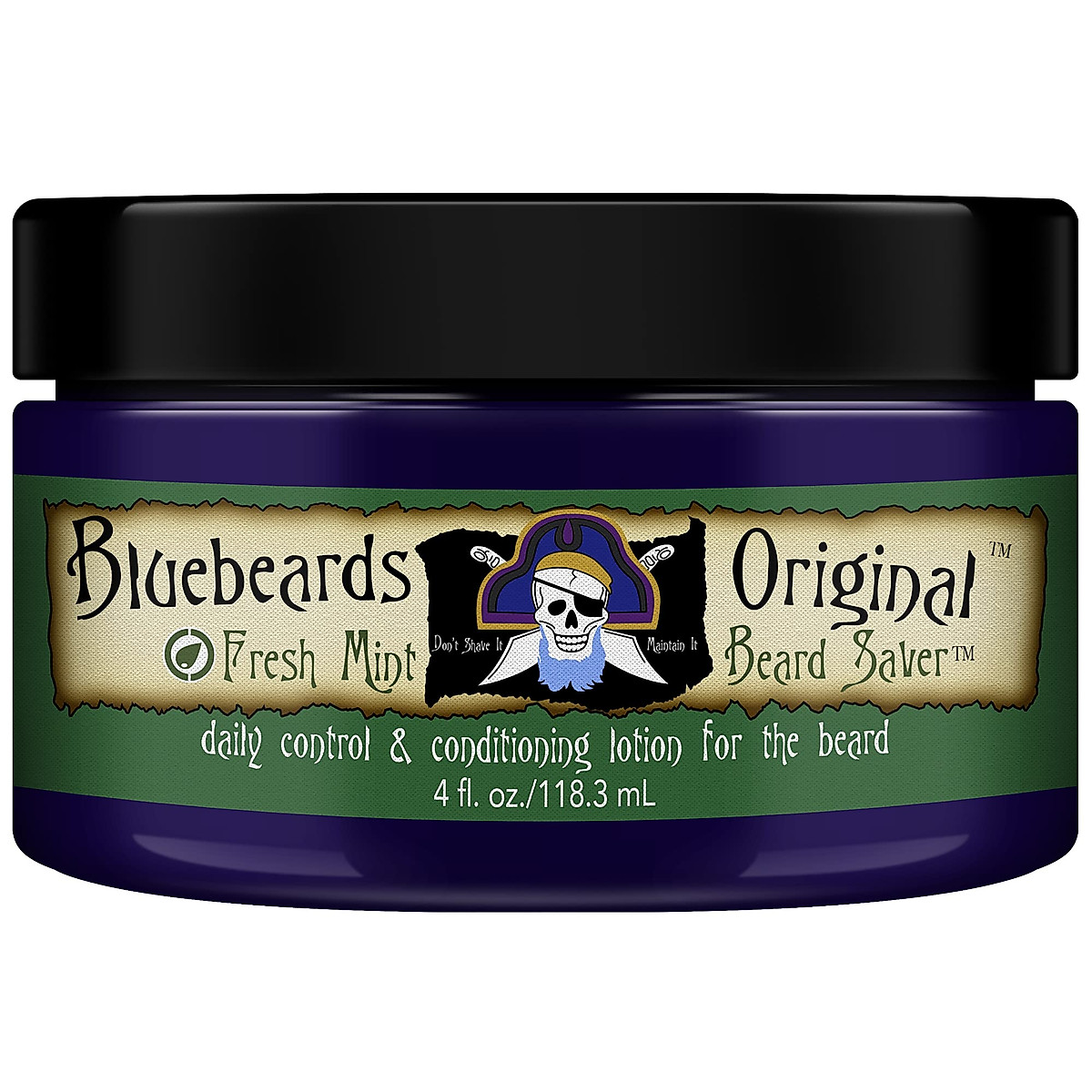 Bluebeards Original Fresh Mint Beard Saver, 4 oz. - Leave In Beard Conditioner for Men with Aloe & Peppermint Oil - Beard Softener that Deeply Conditions & Moisturizes Your Beard & Skin - Made in USA
