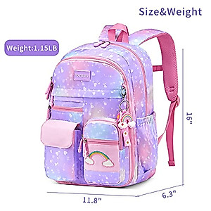 Youngsing Backpack for Girls Kids Backpack Elementary School Primary School Bag (Purple)