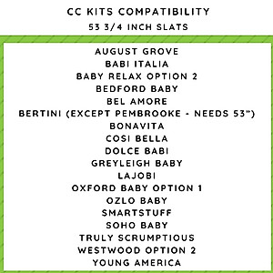 CC KITS Set of Eight (8) 53 3/4 Inch Full/Double Size Solid Wood Support Bed Slats｜Use Crib Conversion Kits｜Platform Frame for Mattress｜Bunkie Board, Box Spring or Foundation Replacement Option