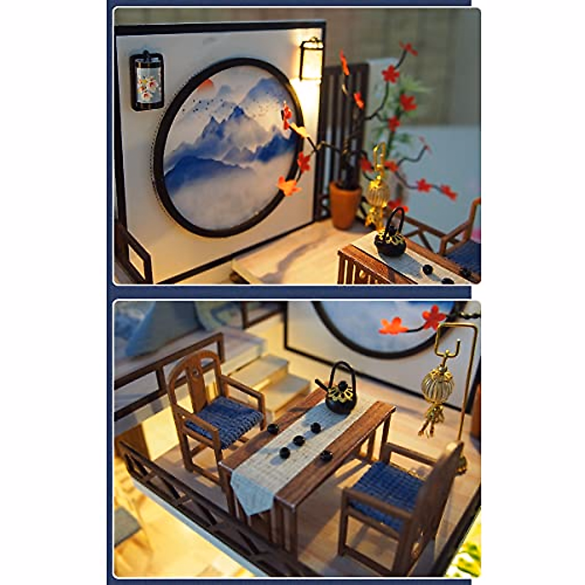 Kisoy Dollhouse Miniature with Furniture Kit, Handmade Chinese Style Loft DIY House Model for Teens Adult Gift (Bamboo Fragrance)