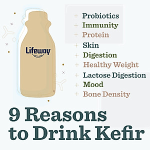 Lifeway Low Fat Kefir - 10g Protein, 12 Live Active Probiotic Cultures, Up to 99% Lactose Free, Gluten Free – Blueberry, 32 oz