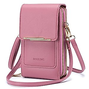 Roulens Small Crossbody Cell Phone Purse for Women, Touch Screen Bag Shoulder Handbag Wallet with Credit Card Slots
