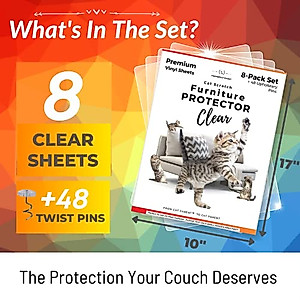 PURRRFECT PAWZ 8-Pack Couch Protector for Cats, Furniture Protectors from Cats Scratch, Couch Guards for Cats, Anti Cat Scratch Furniture Protector, Couch Guards for Cats, Cat Couch Protector