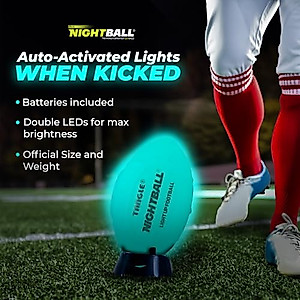 Light Up Football - Glow in The Dark Football - Nightball Football - Glow Football for Kids 8-15 - Football Gift - Sports Gift Idea for Boys 8 9 10 11 12 13 14 15 - Gift Ready Box and Pump Included