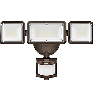 LEPOWER 45W Flood Lights Motion Sensor Outdoor Lights, 4800LM LED Security Light, Dusk to Dawn Motion Sensor Light, 3 Modes, 5000K, IP65 Waterproof, 3 Head Outdoor Flood Light for Garage Yard Porch
