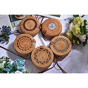 Rattan Bags for Women - Handmade Wicker Woven Purse Handbag Circle Boho Bag Bali #2 S