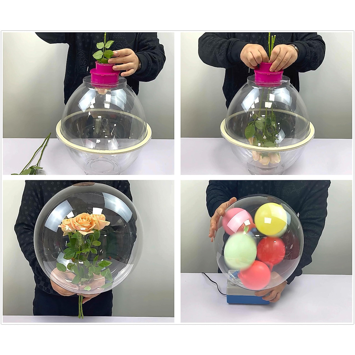 nLn Hope DIY Balloon Stuffing Machine,Expander Extractor for Balloon Rose Bouquet Wedding Christmas Birthday Party Gift Art Balloons Filling Decoration Supply,Transparent,15.2*15.2*13.1 inch(BZJ-37)