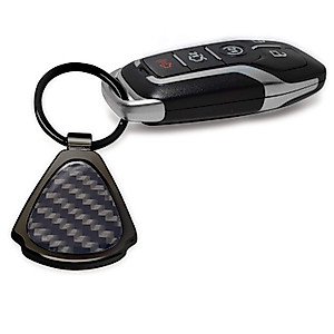 iPick Image Compatible with Honda Red Accord Real Black Carbon Fiber Gunmetal Black Metal Teardrop Key Chain