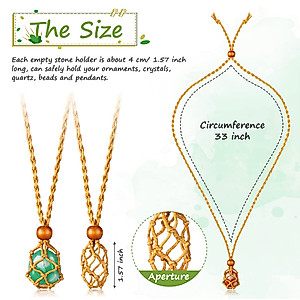 24 Pcs Crystal Necklace Holder Empty Stone Holder Adjustable Crystal Necklace Holder Necklace Cord for Crystals Pendant Stone Holder Pendant Necklace Cage for Quartz (Black, Beige)