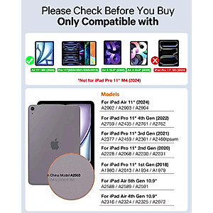 CHESONA for iPad Air 11 Inch Case with Keyboard (M2, 2024), 7-Color Backlight, Touchpad and Pencil Holder, 2 Bluetooth Channels, for iPad Pro 11 (4th/3rd/2nd/1st Gen) for iPad Air 5th & 4th Gen, Black