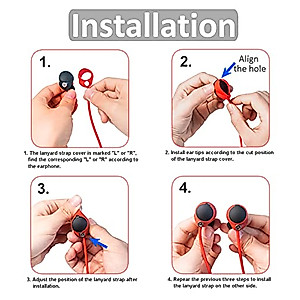 Strap Ear Tips Kit for WF-1000XM4, Anti-Lost Soft Silicone Lanyard Neck Rope Cord Leash Replacement Gel Eartips Earbuds Skin Accessories Compatible with Sony WF-1000XM4 - Black
