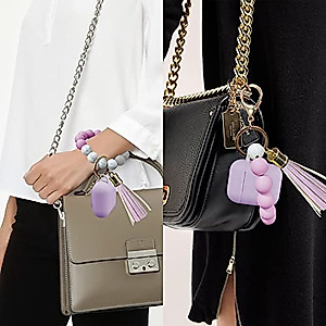Case for Airpods,AIIEKZ Cute Airpod 1&2 Cover for Girls Women,Soft Silicone Protective Case with Beaded Bracelet Keychain (Lavender Purple)
