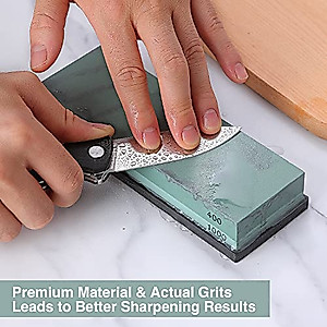 KEENBEST Actual Grit Premium Material Sharpening Stone 2 Side 400 1000 Whetstone Set Kitchen Knife Sharpener Stone Wet Stones for Sharping Knives Kit with Non-slip Rubber Base