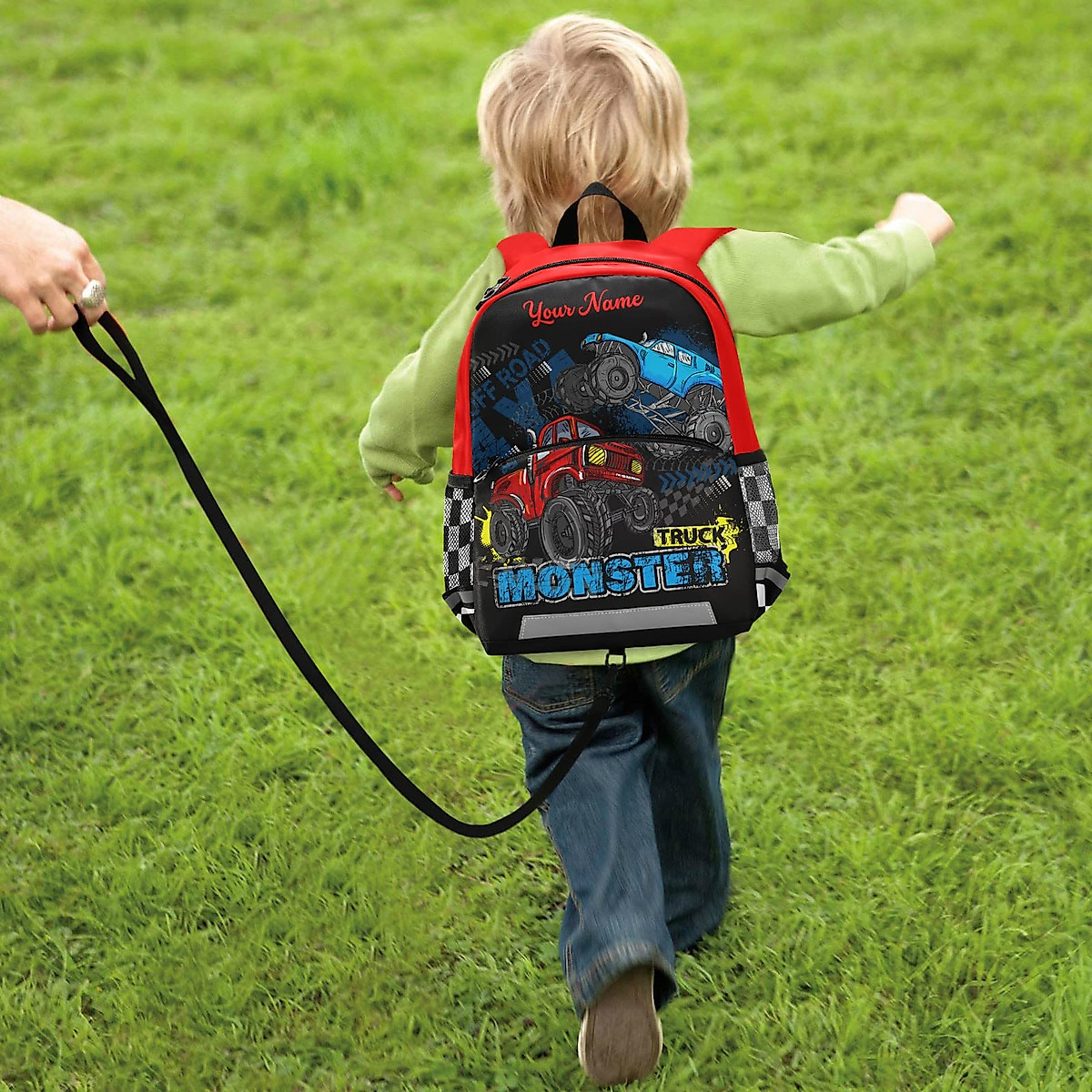 beeplus Personalized Monster Truck Backpack Kids Backpack for Boys Truck Backpack For Toddler Boys 13 Inchs