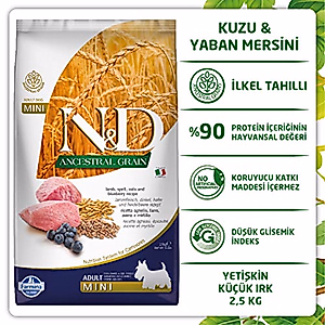 Farmina Natural And Delicious Lamb And Ancestral Low-Grain Formula Small Bites Dry Dog Food, 5.5-Pound