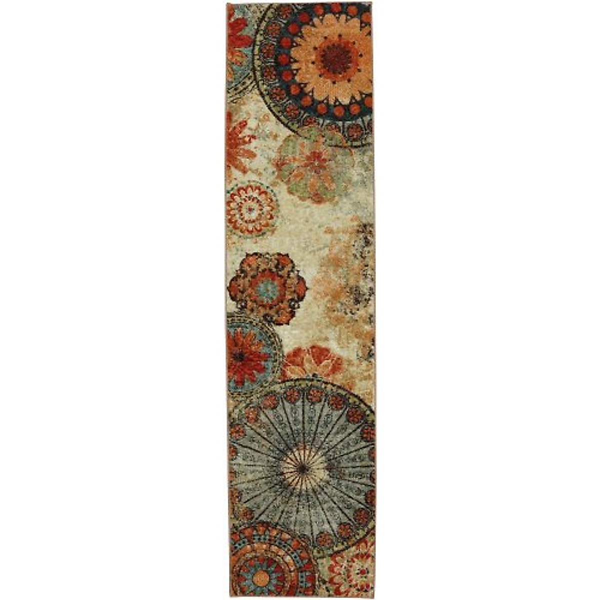 Mohawk Home Caravan Ornamental Floral Medallion 2' x 8' Area Rug - Orange - Perfect for Living Room, Dining Room, Office