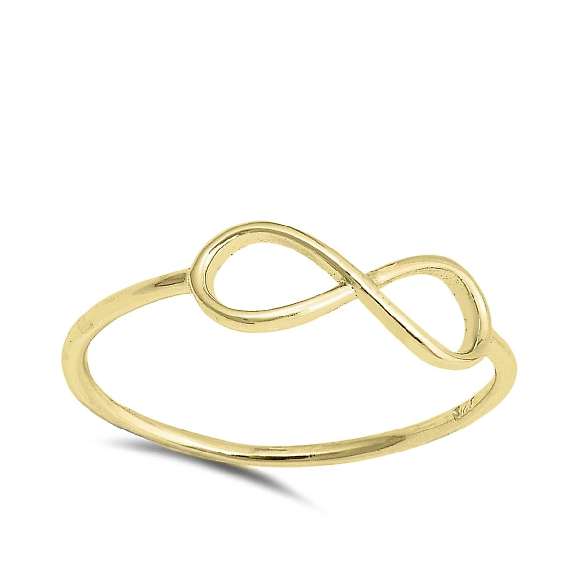 Yellow Gold-Tone Delicate Thin Infinity Ring 925 Sterling Silver Band Size 11