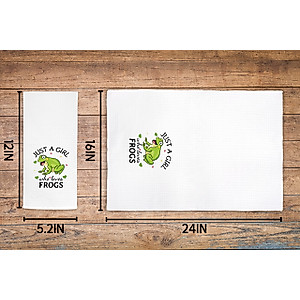 FULSOE Just A Girl Who Loves Highland Frogs Kitchen Towels Dishcloths 24"x16",Cute Green Frog Dish Towels Bath Towels Hand Towels,Gifts for Frog Lovers Girls Women