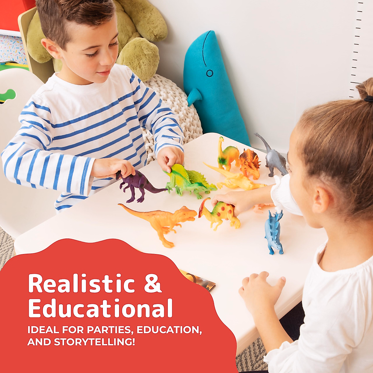 PREXTEX Dinosaur Toys for Kids 3-5 - 12 Dinosaur Figurines and Dinosaur Book for Kids with Sound - Realistic Toy Dinosaur Figures - Dino Toys with Sound Books for Kids