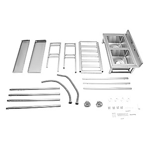 Bokknppo 2-Compartment Commercial Sink 304 stainless Steel Sink with Double-Layer Shelves Hanging Tools Freestanding Utility Sink for Kitchen Restaurant Bathroom, 35.43 * 21.26 * 67.72in