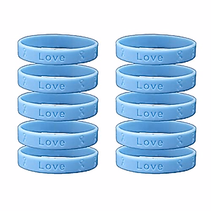 10 Pack Light Blue Silicone Bracelets – Light Blue Colored Rubber Wristbands for Prostate Cancer, Trisomy 18, Cushing, Scleroderma Awareness, Graves’ Disease, Fundraising & Gift Giving - Perfect for Women and Men