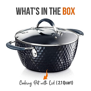 NutriChef Durable Non-Stick Cooking Pot - High-Qualified Kitchen Cookware with See-Through Tempered Glass Lids, 2.1 Quarts, Works with Model: NCCW11DS), One size, Blue - NutriChef PRTNCCW11DSCP