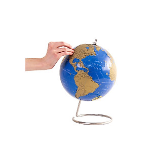 Bullseye Office - Magnetic Scratch Off World Globe (Lacquer Finish) - 10" Magnetic Standing World Globe with Magnetic Pins - Perfect as Office Desk Globe, Classroom Globe, or Travelers Globe (Blue)