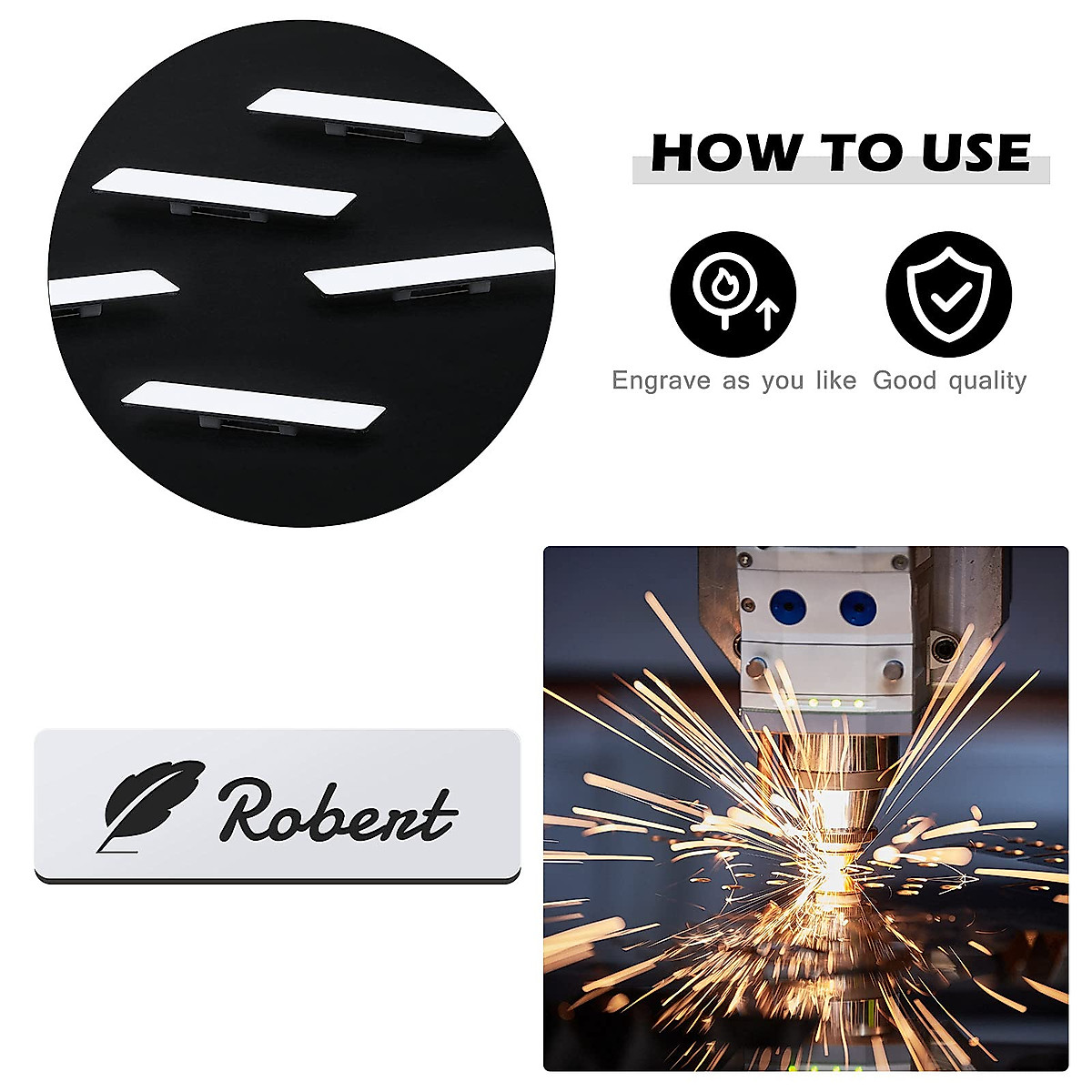 Name Tag Blank Name Badges 1 x 3 Inch DIY Blank ID Name Badge with Pin Backing for Office Workers Students, Personalized Badges Making (25 Pieces)