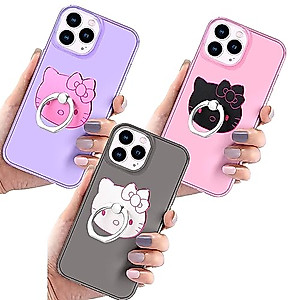 Cat Phone Ring Holder Cute Kitty 3 Pack,Fonessary Metal Finger Ring Grip Kickstand 360 Rotate for Smartphones