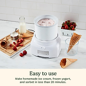 Cuisinart ICE-21P1 1.5-Quart Frozen Yogurt, Ice Cream and Sorbet Maker, Double Insulated Freezer Bowl elminates the need for Ice and Makes Frozen Treats in 20 Minutes or Less, White