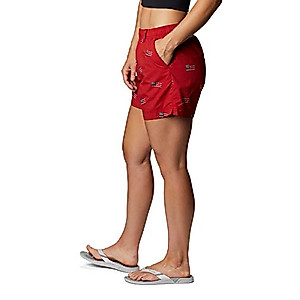 Columbia Women's W Super Backcast Water Short, Red Spark Fish Flag Print, Large x 5