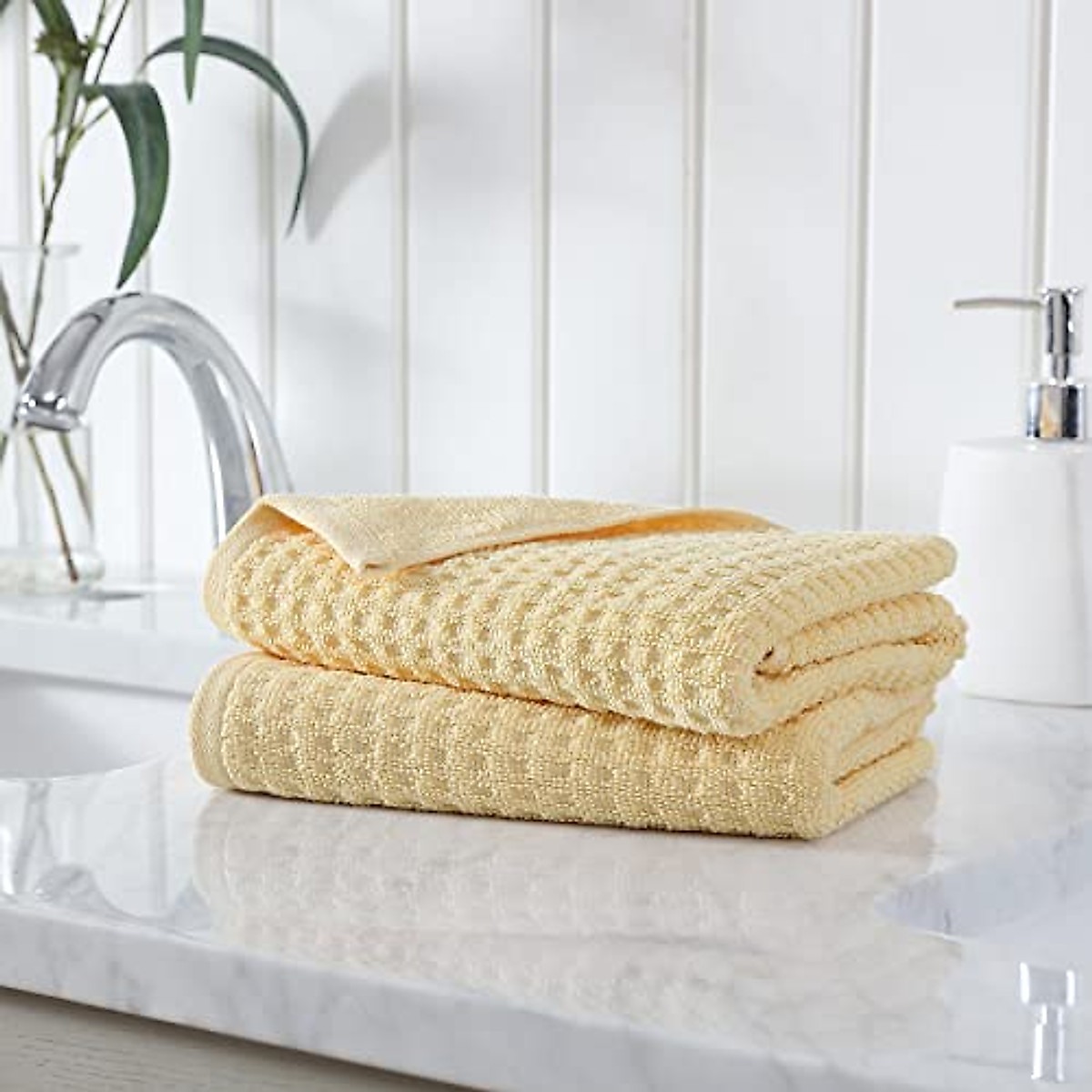 Tommy Bahama- Hand Towel Set, Highly Absorbent Cotton Bathroom Decor, Low Linting & Fade Resistant (Northern Pacific Yellow, 2 Piece)